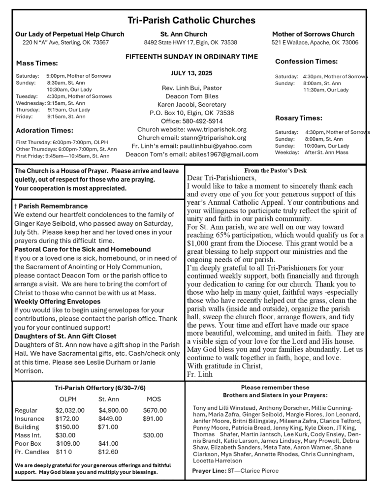 Bulletin – TRI-PARISH CATHOLIC COMMUNITY