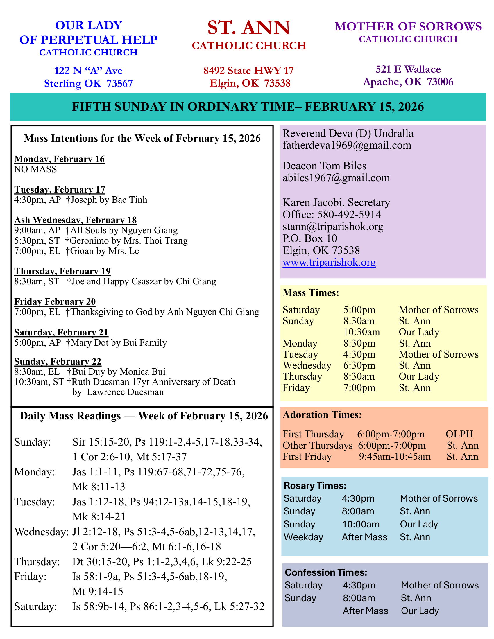 Bulletin – TRI-PARISH CATHOLIC COMMUNITY